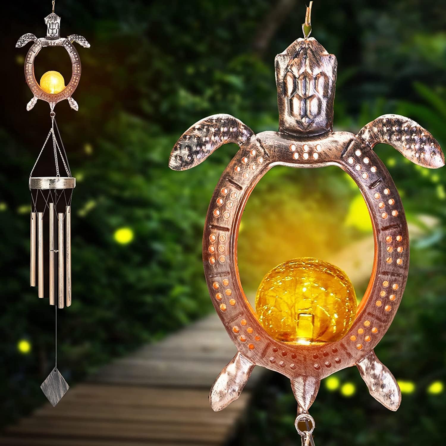 Amazon.com : Solar Wind Chimes Outdoor Solar Light Sea Turtle Wind ...