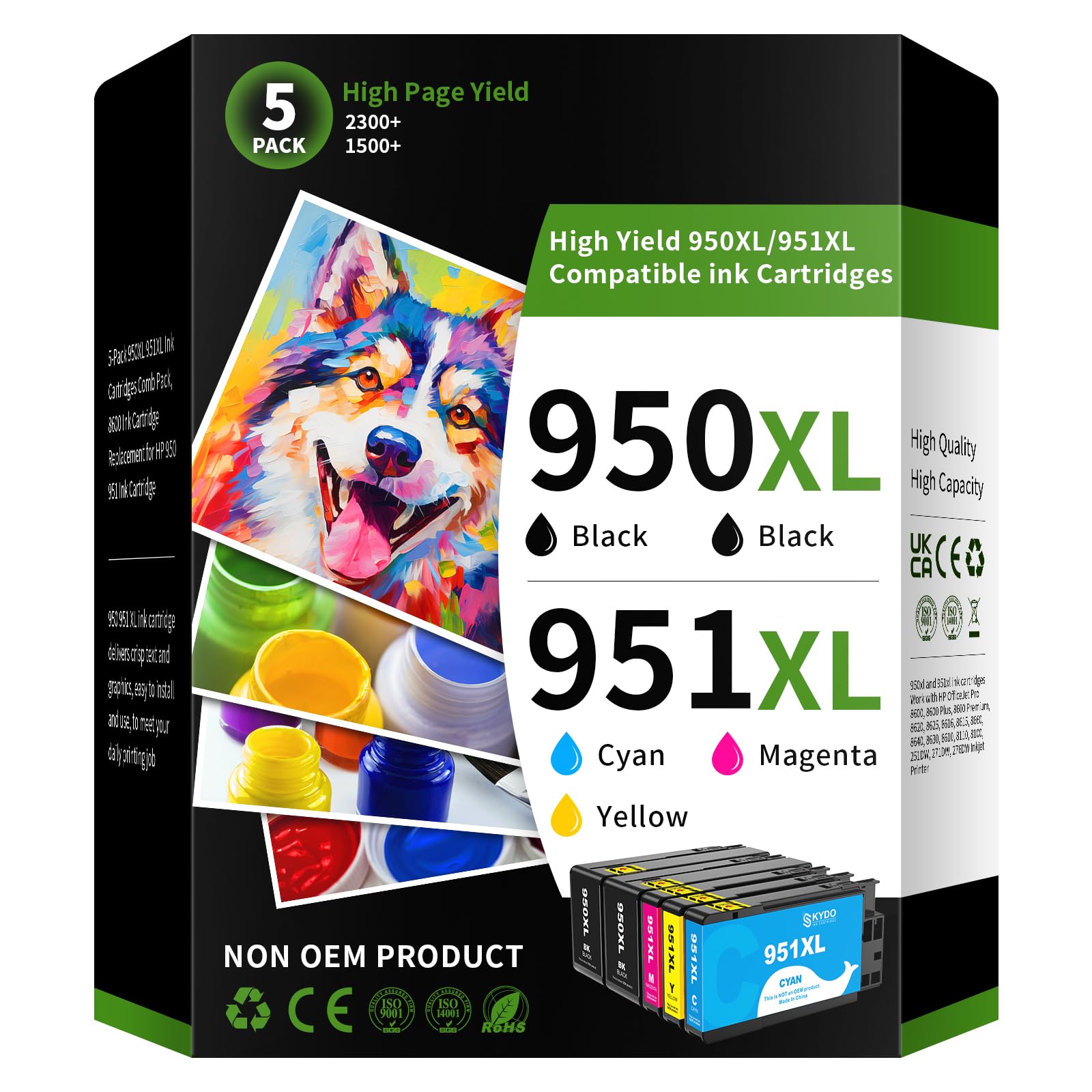 950XL 951XL Ink Cartridges Comb Pack, 5-Pack, 8600 Ink Cartridge ...