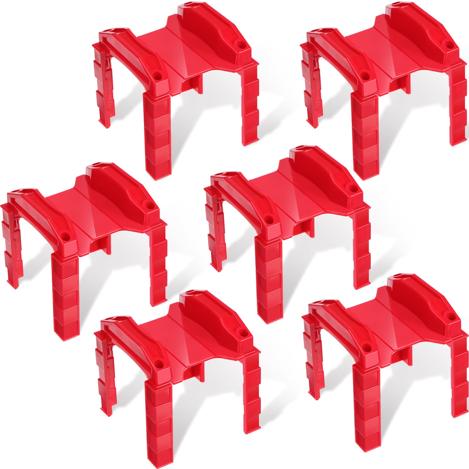 6 Pieces Wooden Train Track Riser Red Train Support Risers | Desertcart ...