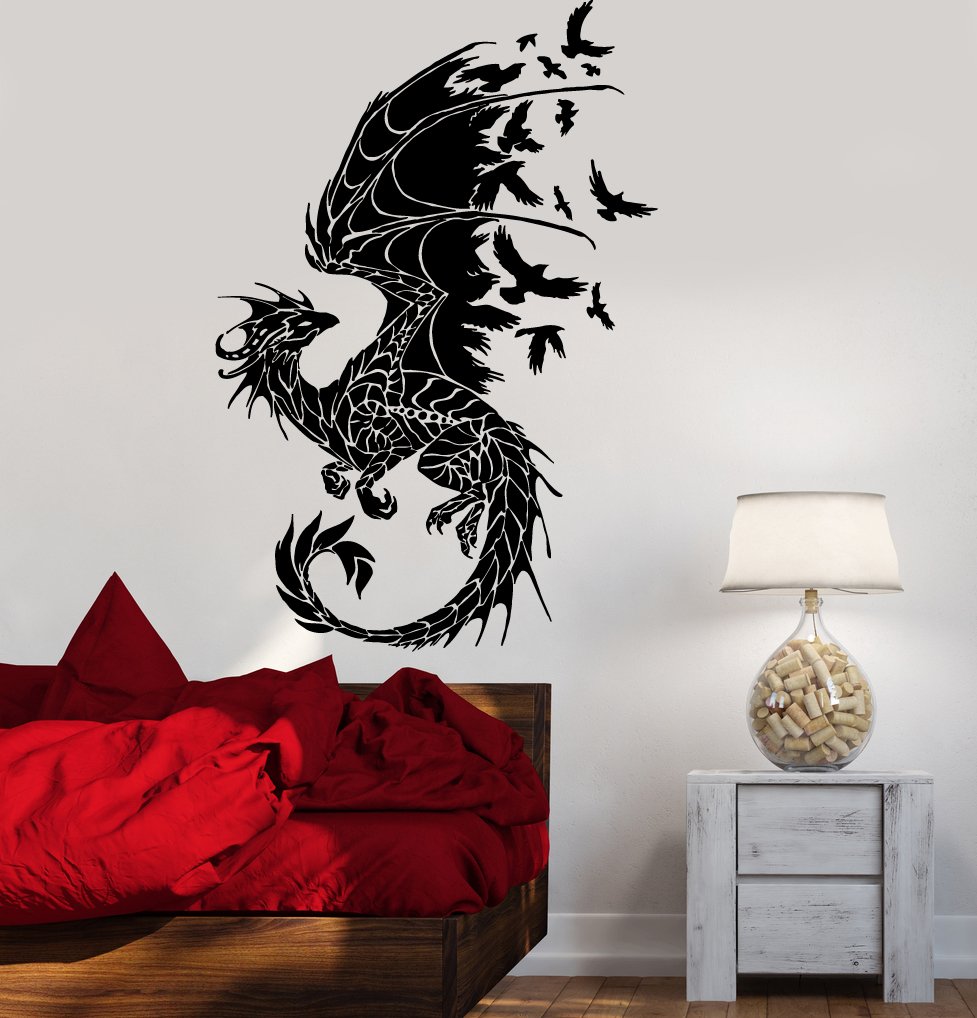 Amazon.com: Vinyl Decal Wall Sticker Dragon Birds Fantasy Fairytale ...