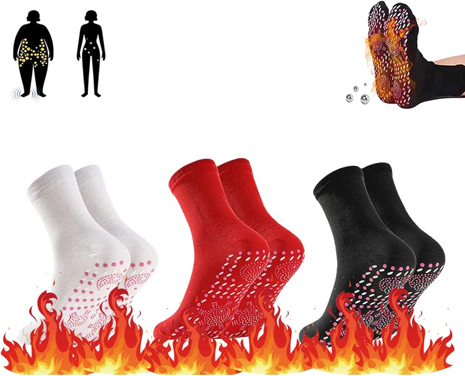 Dadop 3 Pair Tourmaline Slimming Health Sock, Tourmaline Acupressure ...