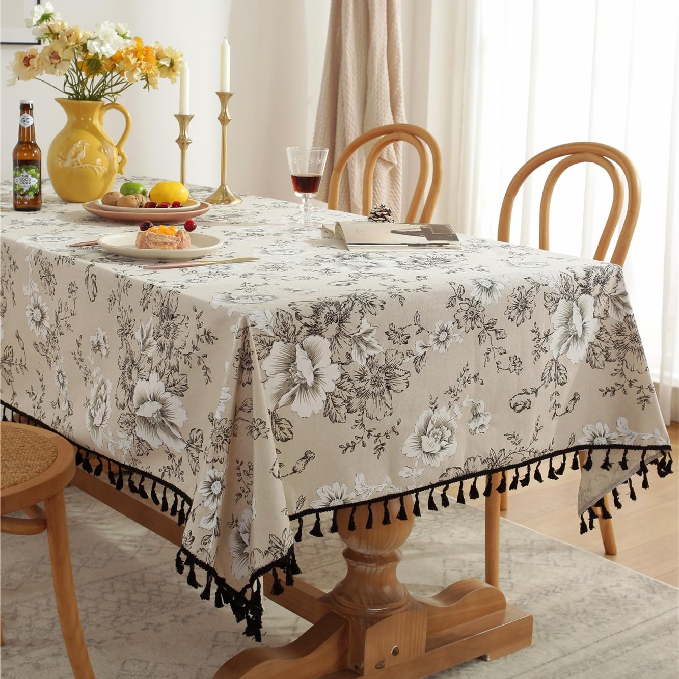 Amazon.com: LOONELO Peony Floral Print Tablecloth with 55.1x86.6 inch ...