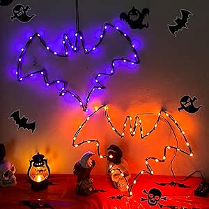 Amazon.com : Hofuka Halloween Small Bat Lights, Halloween Window ...