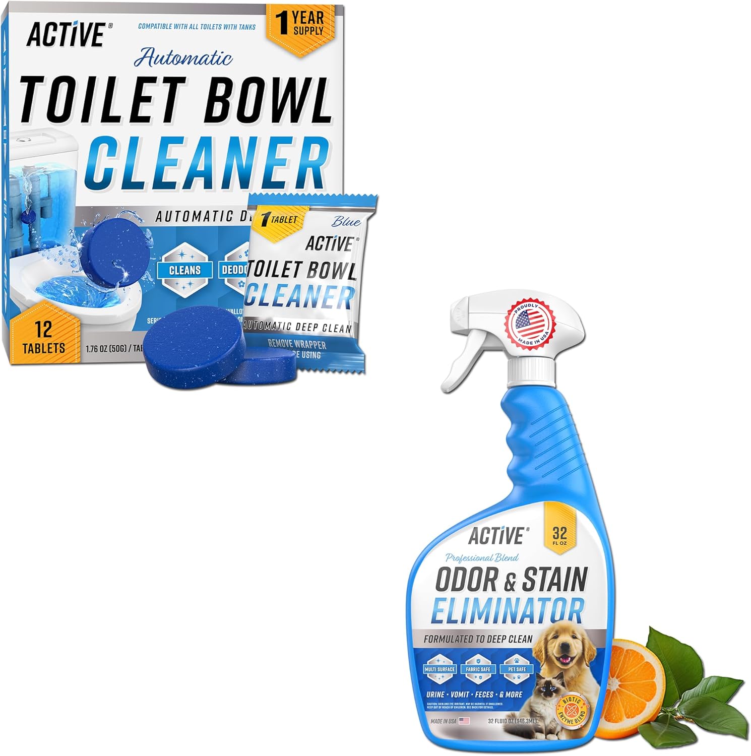 Amazon.com: ACTIVE Automatic Toilet Bowl Cleaner and Pet Odor and Stain ...