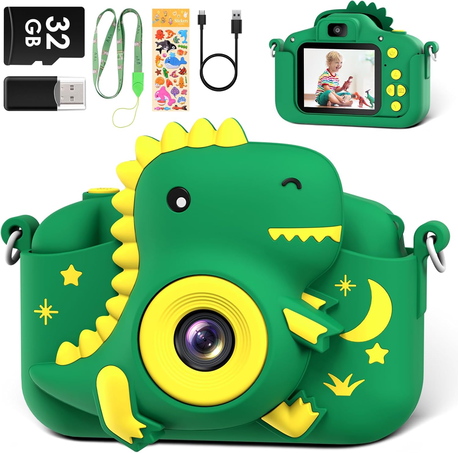 Amazon.com: Kids Camera, Dinosaur Toddler Digital Camera for Ages 3-12 ...