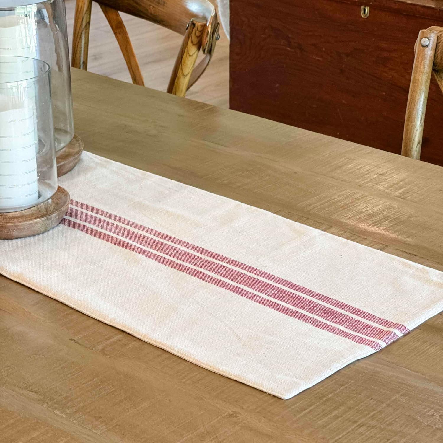 Amazon.com: Market Place Red Grain Sack Stripe Table Runner, 13" x 36 ...