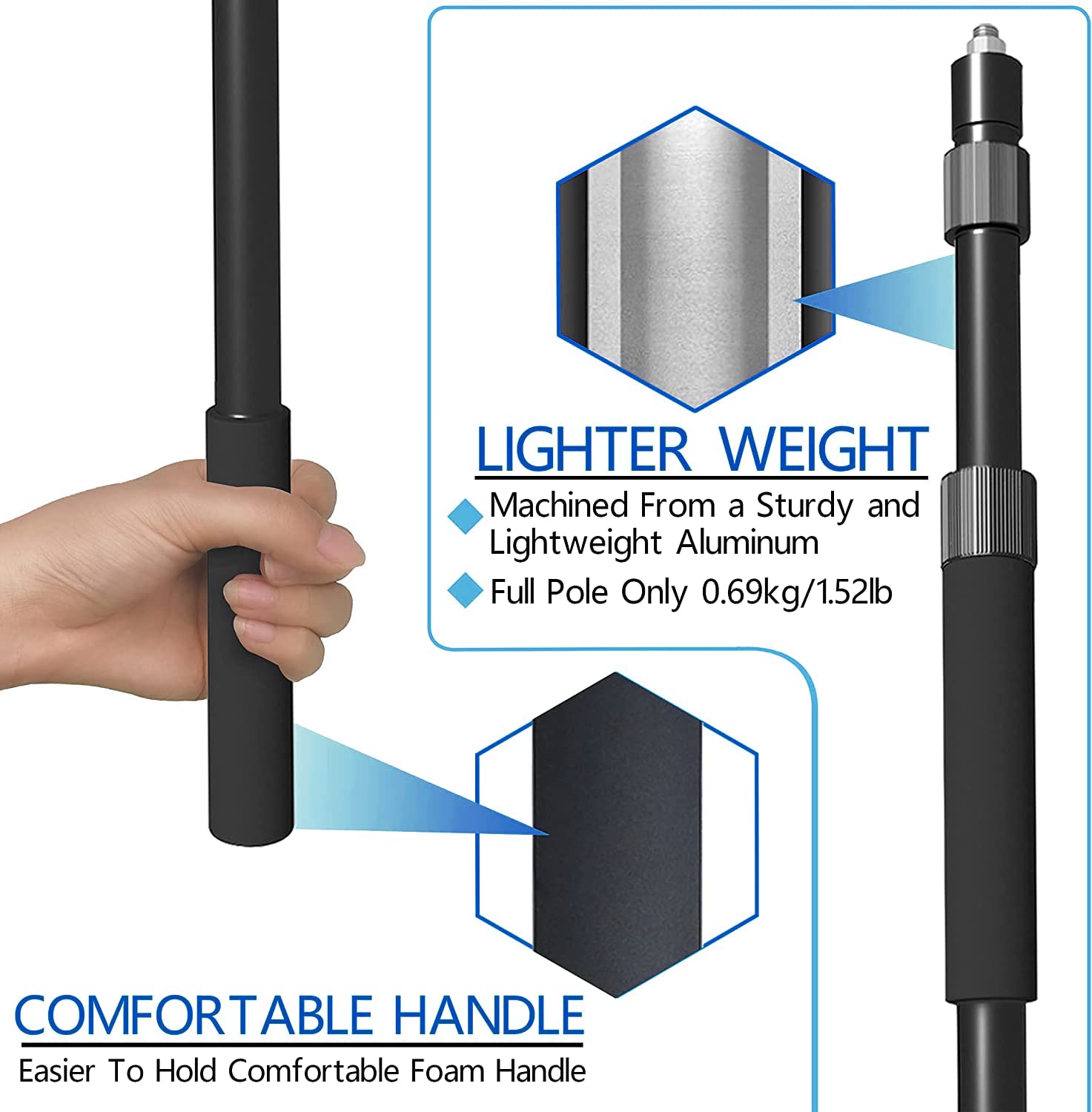 VIVEMCE Boom Pole for Shotgun Mic, Professional Boom Mic Pole for Video ...