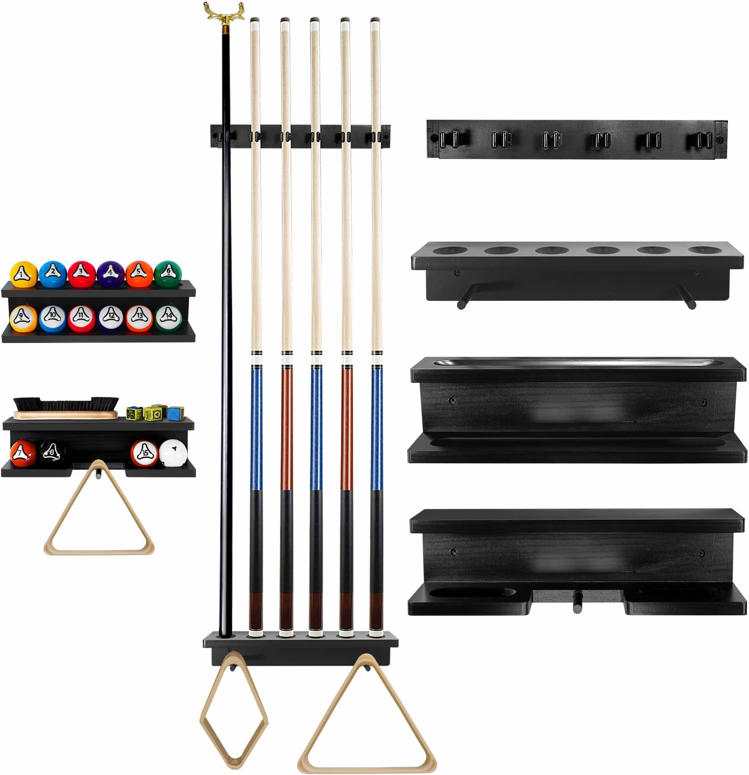 Amazon.com: BVANQ Pool Cue Rack Wall Self-adhesive Mounted Rack for ...