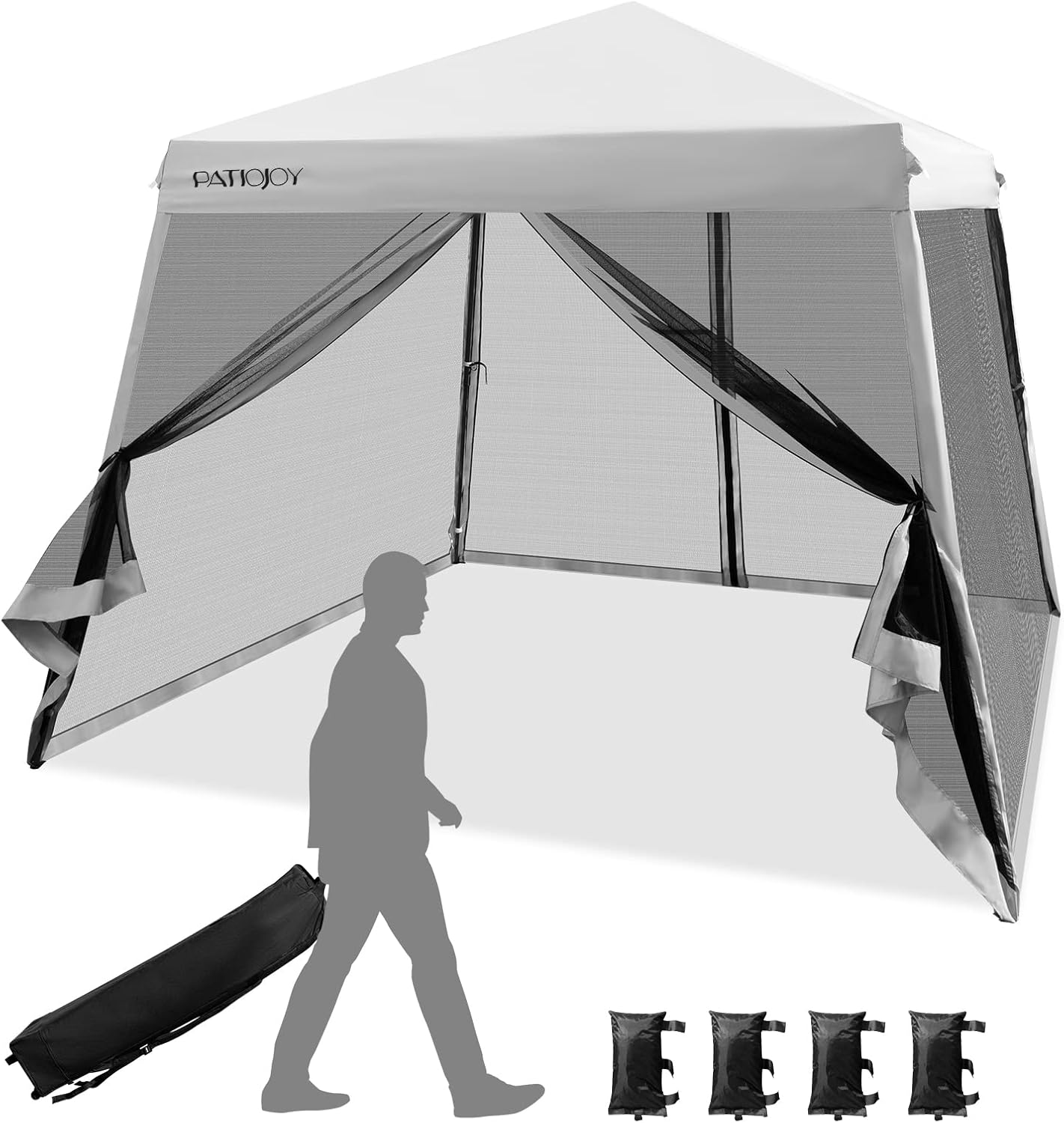 Costway 3 x 3m Outdoor Adjustable Instant Pop-up Canopy, Slanted Leg ...