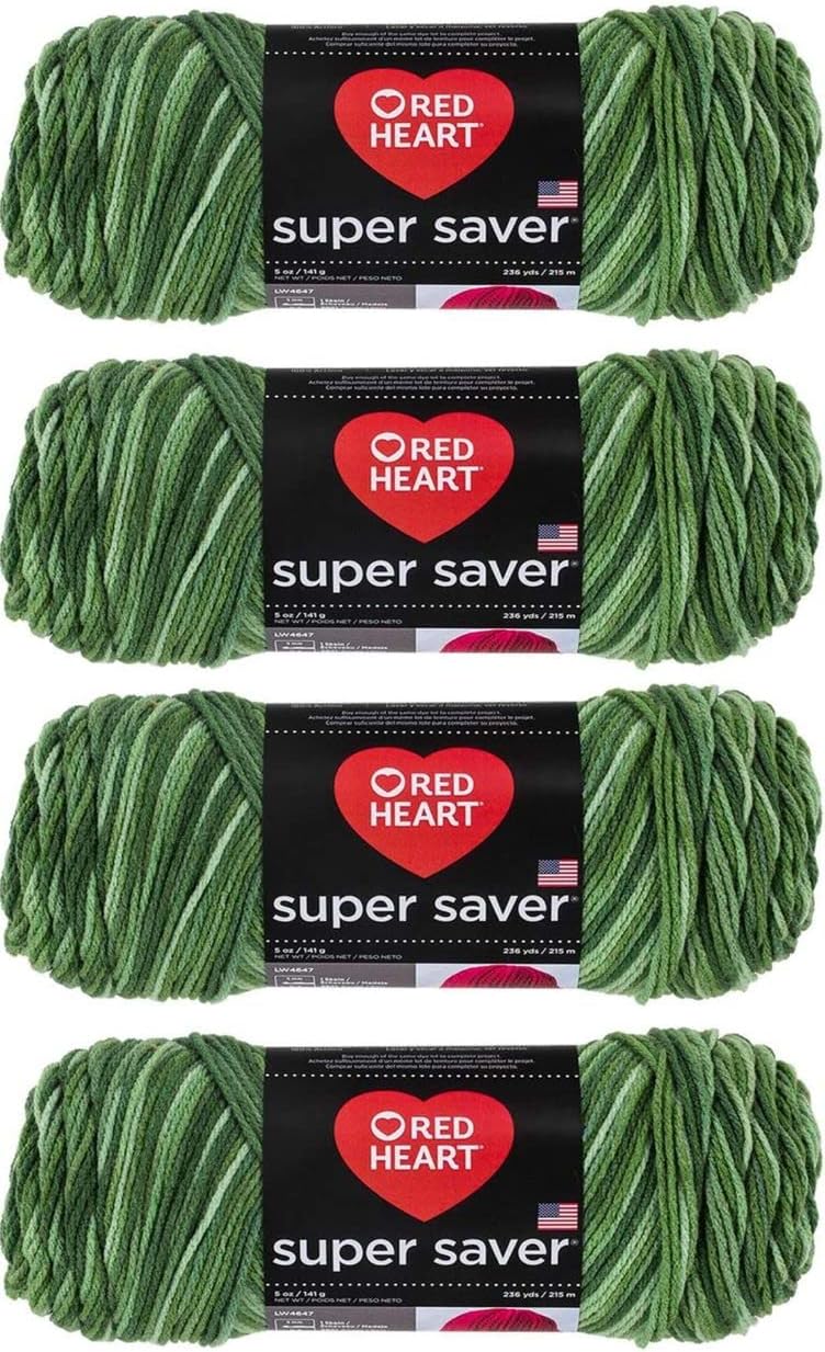 Amazon.com: Red Heart Super Saver Jumbo Green Apple Ombre Yarn - 2 Pack ...