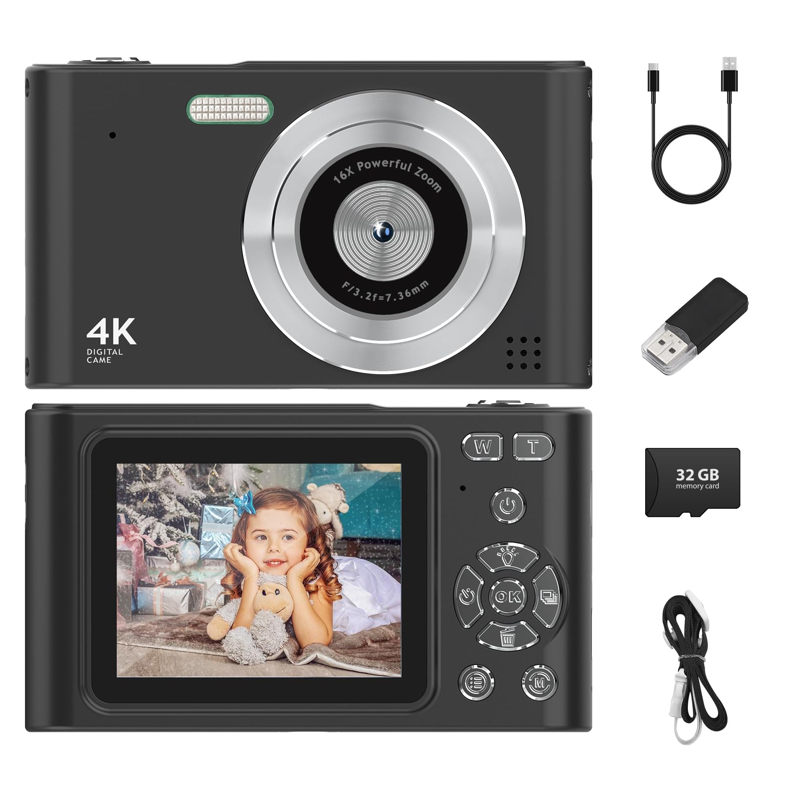 Amazon.com : Small Digital Camera,4K FHD 1080P Kids Camera,Digital ...
