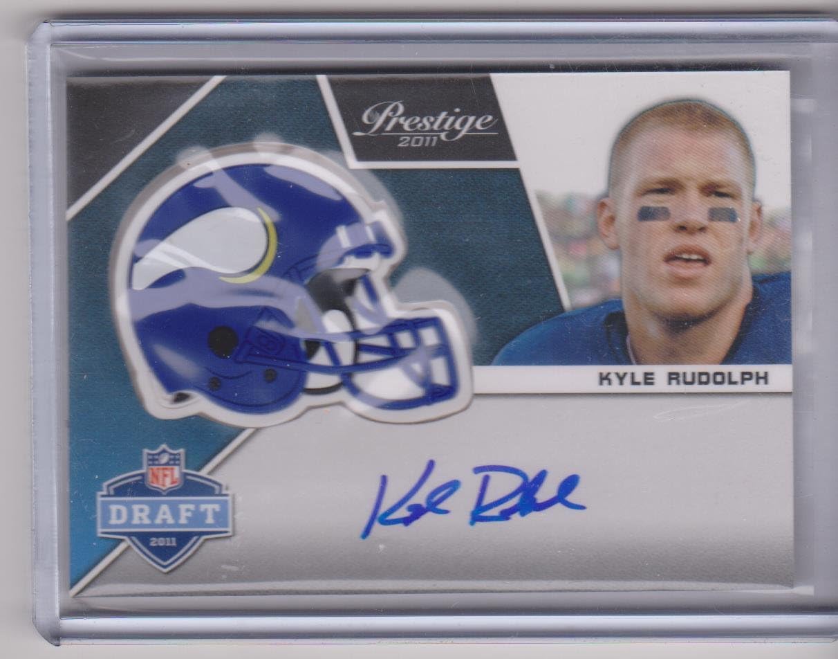 Amazon.com: 2011 Prestige Kyle Rudolph Vikings Auto/Helmet Rookie ...