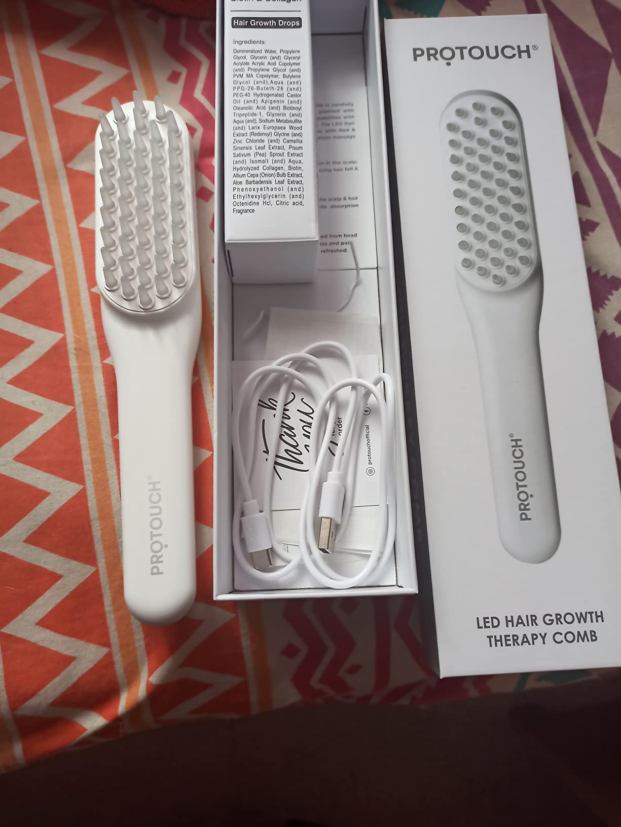 PROTOUCH Complete Hair Growth Combo | LED Therapy Comb with Vibration ...