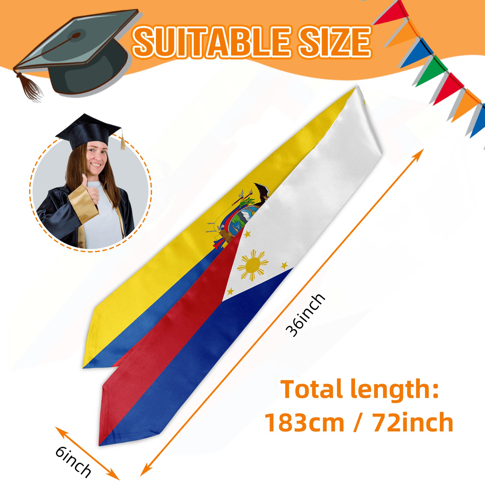 Snapklik.com : Graduation Stole Sash Ecuador Philippines Flag ...