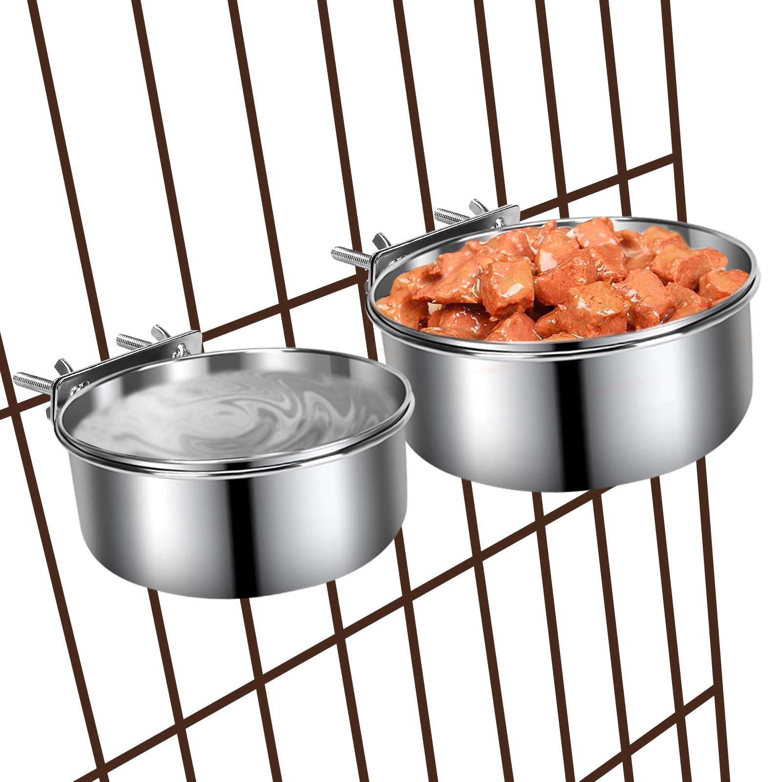 Amazon.com : YECERCAN Dog Kennel Food and Water Bowls, 2 Pack Hanging ...