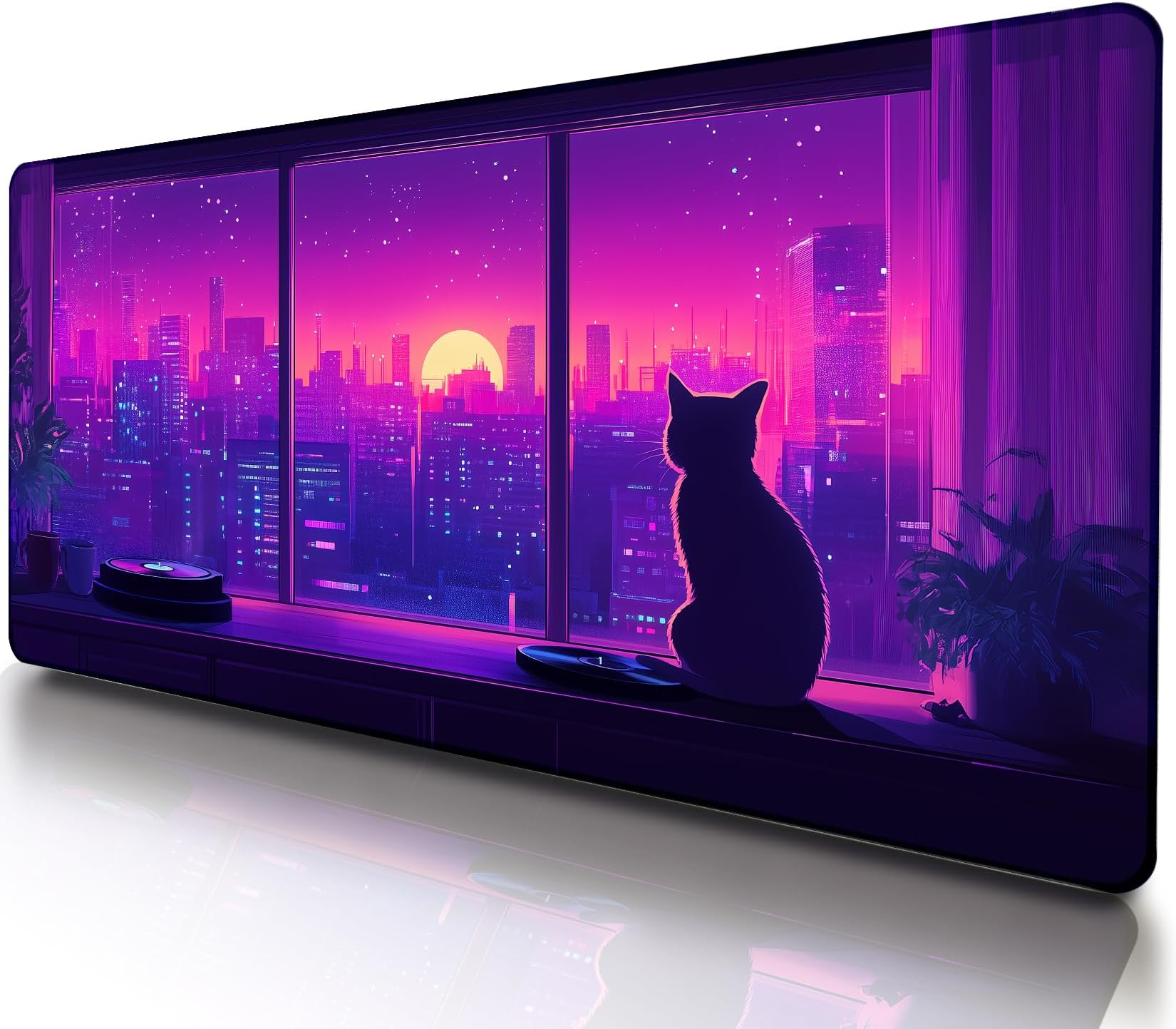 Amazon.com: VNDL Large Kawaii Cat Gaming Mouse Pad – Cute Japanese Lofi ...