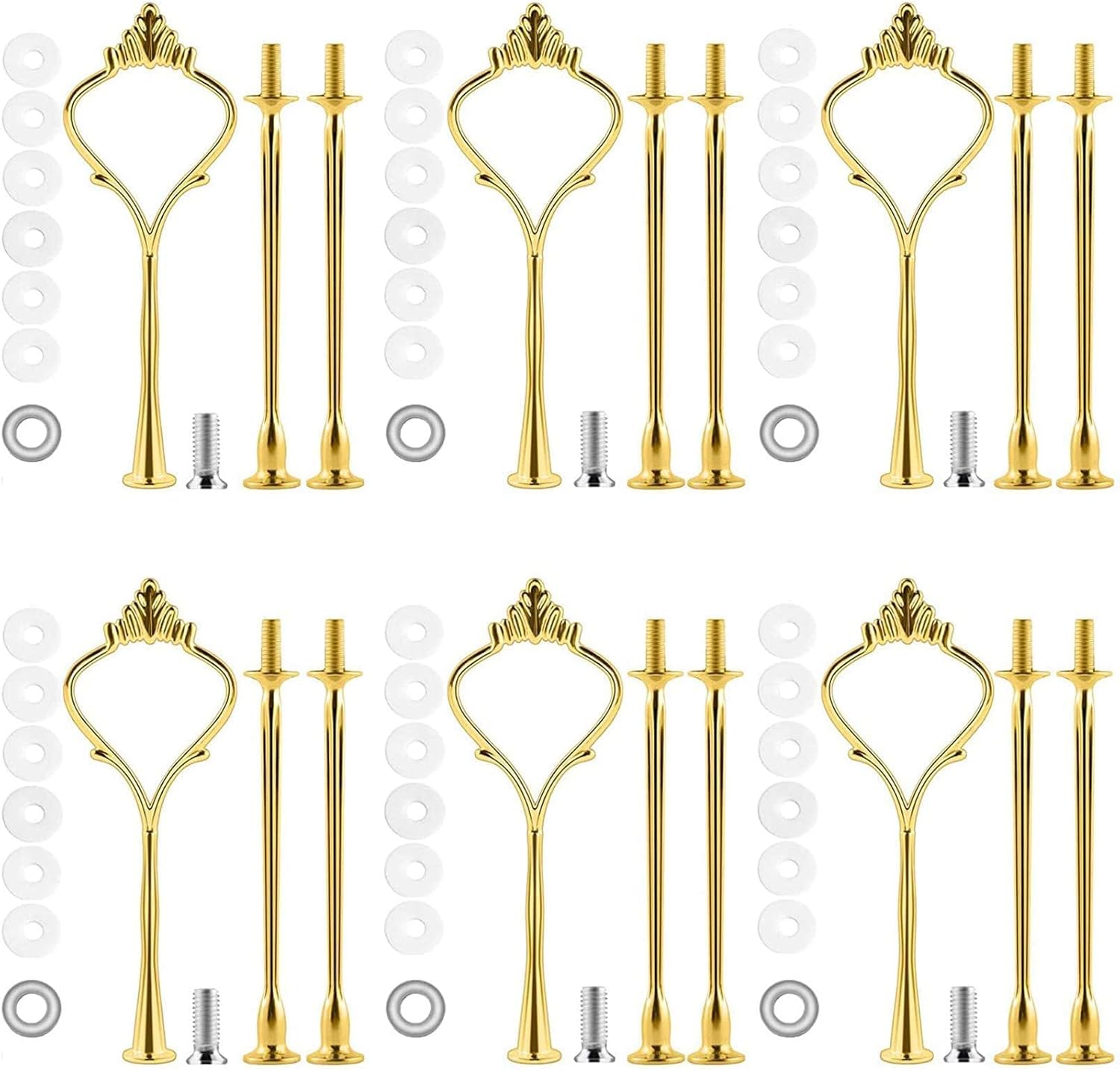 Amazon.com | BetterJonny 6 Sets 3 Tier Cake Plate Stand Stand Handle ...