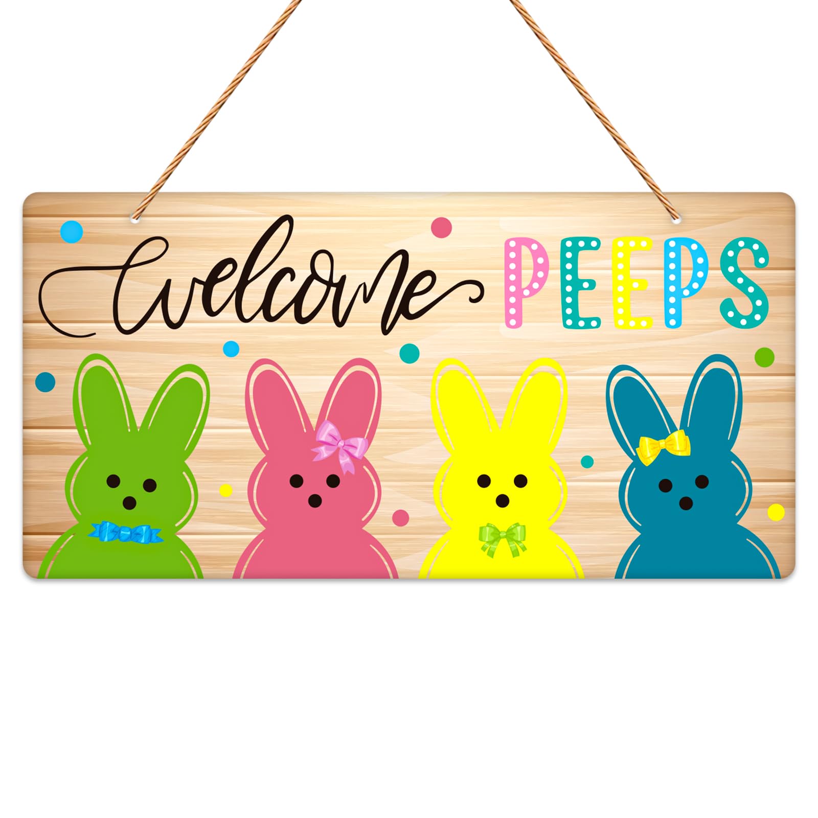 Amazon.com: JUESMOS Easter Door Decorations Easter Bunny Welcome Peeps ...