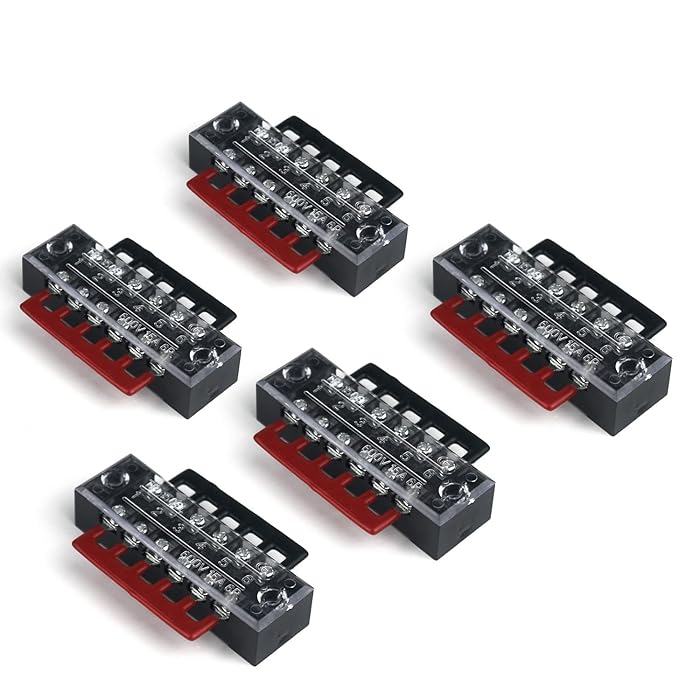 Buy 15pcs(5 Sets) Dual Row 6 Position Screw Barrier Terminal Block 600V ...