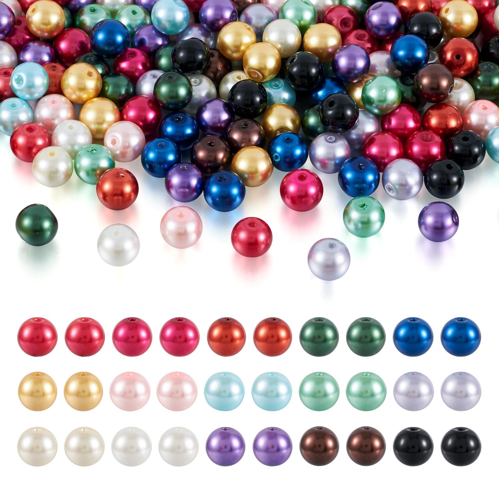 Amazon.com: KISSITTY 270pcs/box 10mm Satin Glass Round Pearl Beads Kit ...