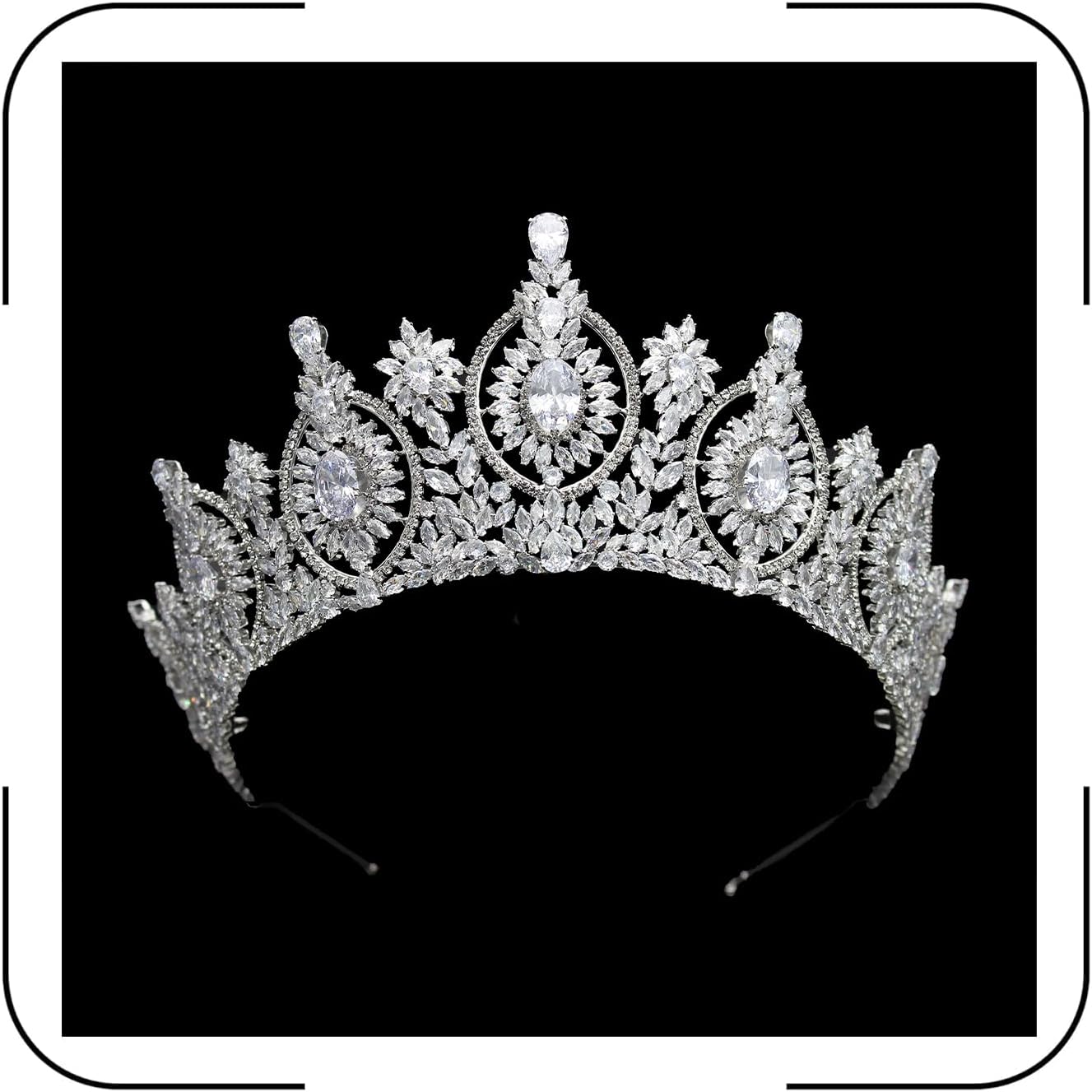 Amazon.com : Jorsnovs Luxury Cubic Zirconia Tall Wedding Crowns for ...