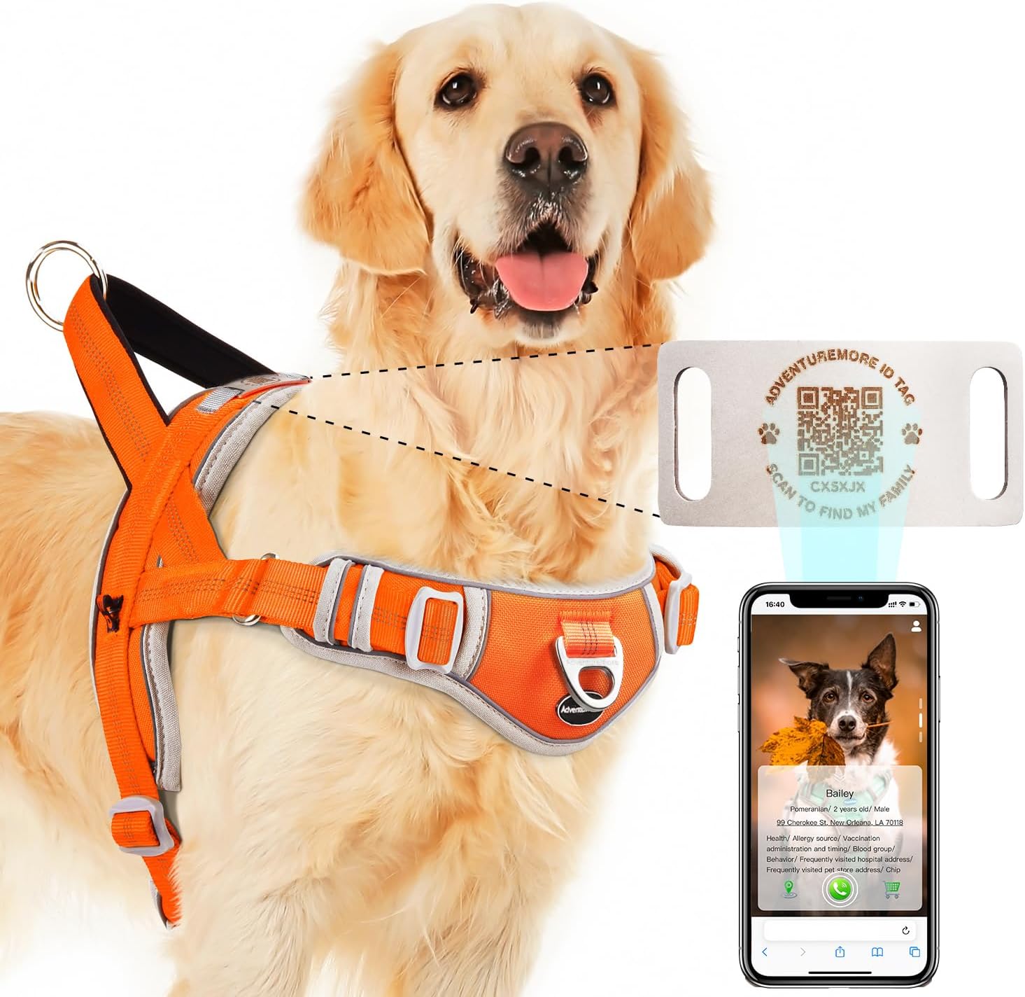 Amazon.com : ADVENTUREMORE Dog Harness for Large Dogs No Pull with QR ...
