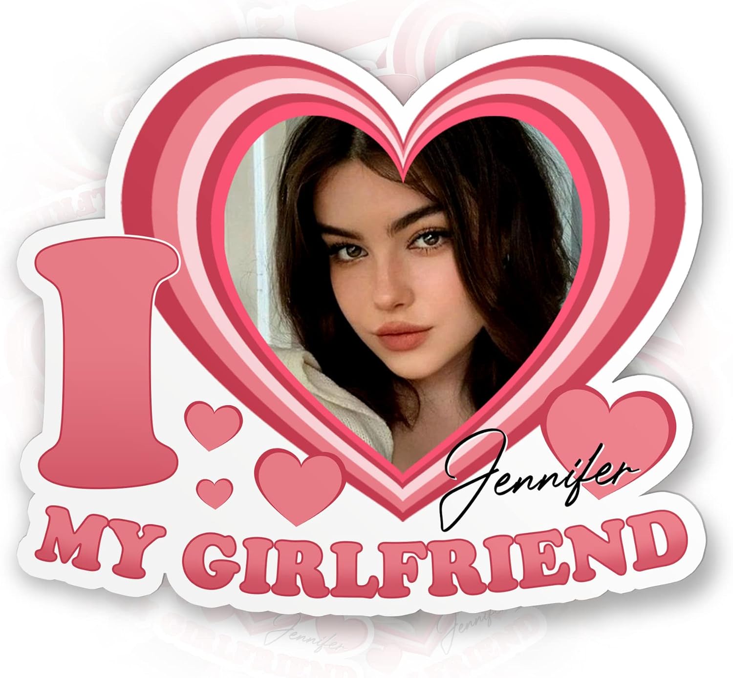 Amazon.com - I Love My Girlfriend Boyfriend Sticker Custom Photo Name ...