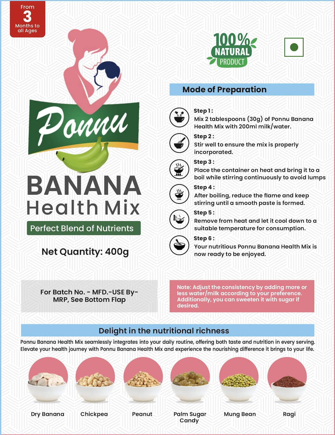 Ponnus Logo Ponnu Banana Health Mix : Amazon.in: Grocery & Gourmet