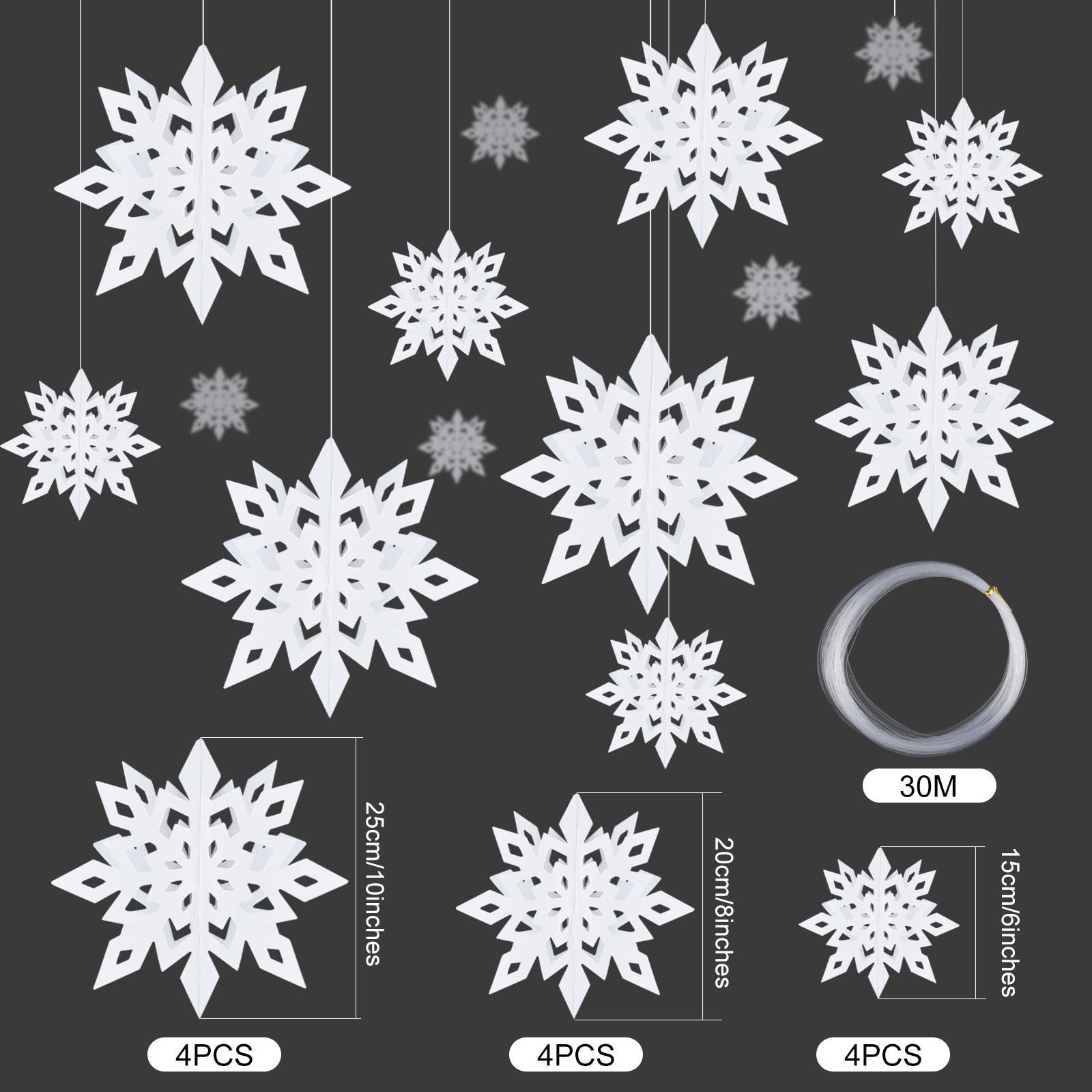 Snapklik.com : Winter Christmas Hanging Snowflake Decorations 12 Pack ...
