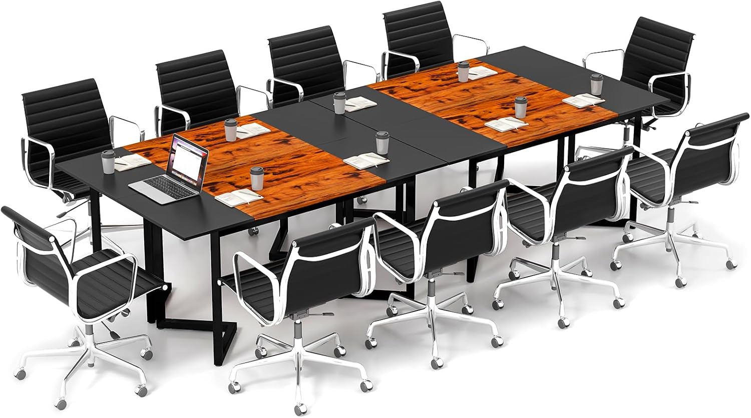 Tangkula 63” Conference Table, Large Industrial Meeting Table with ...