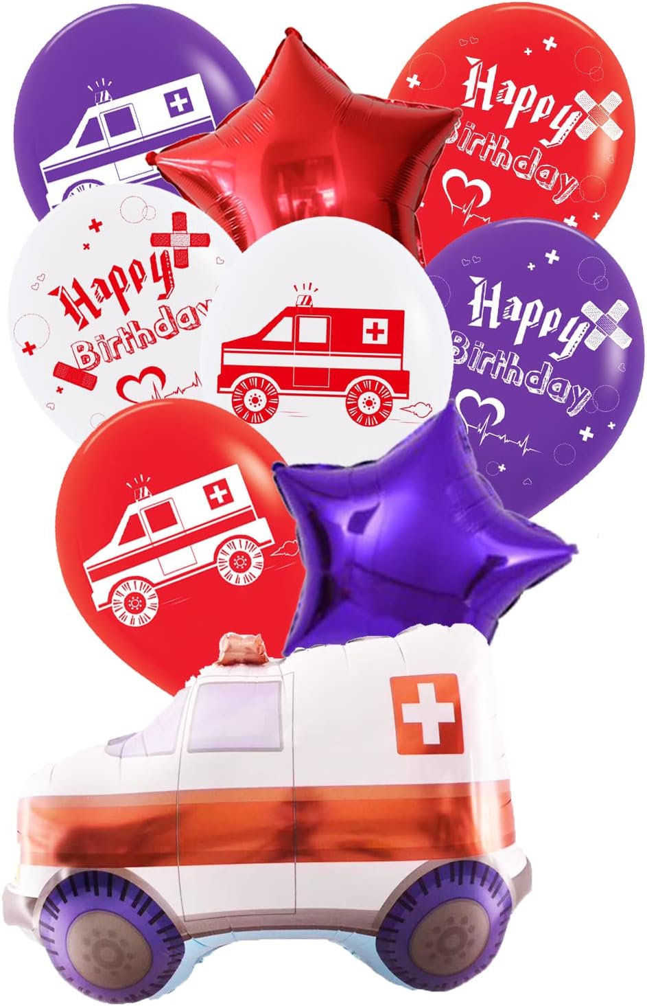 Amazon.com: Alanparty 9 Pieces Ambulance Theme Birthday Party Balloons ...