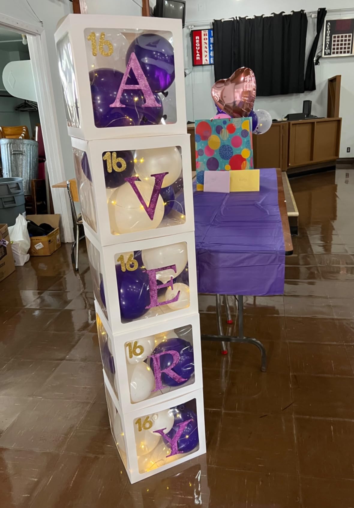 Balloon Boxes with LED Light Strings, 5 Transparent Balloon Blocks With ...