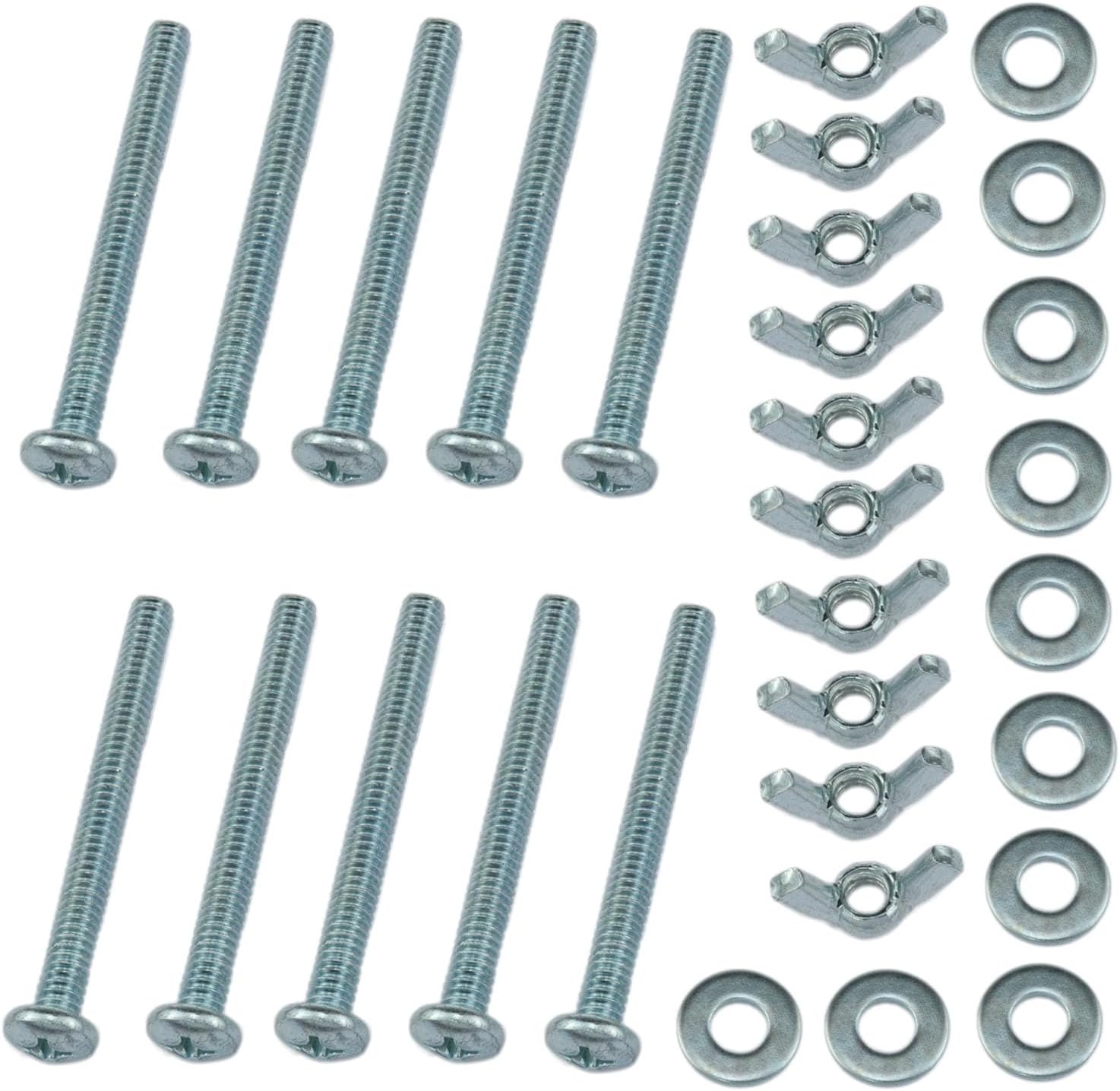 RuiLing 10 Sets Screw Bolts with Wing Nut Kit Zinc Plated Carbon Steel ...