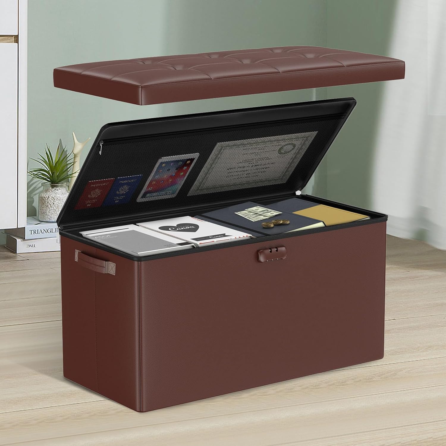 Amazon.com: Tamfile 30 inches Folding Storage Ottoman with Lock ...