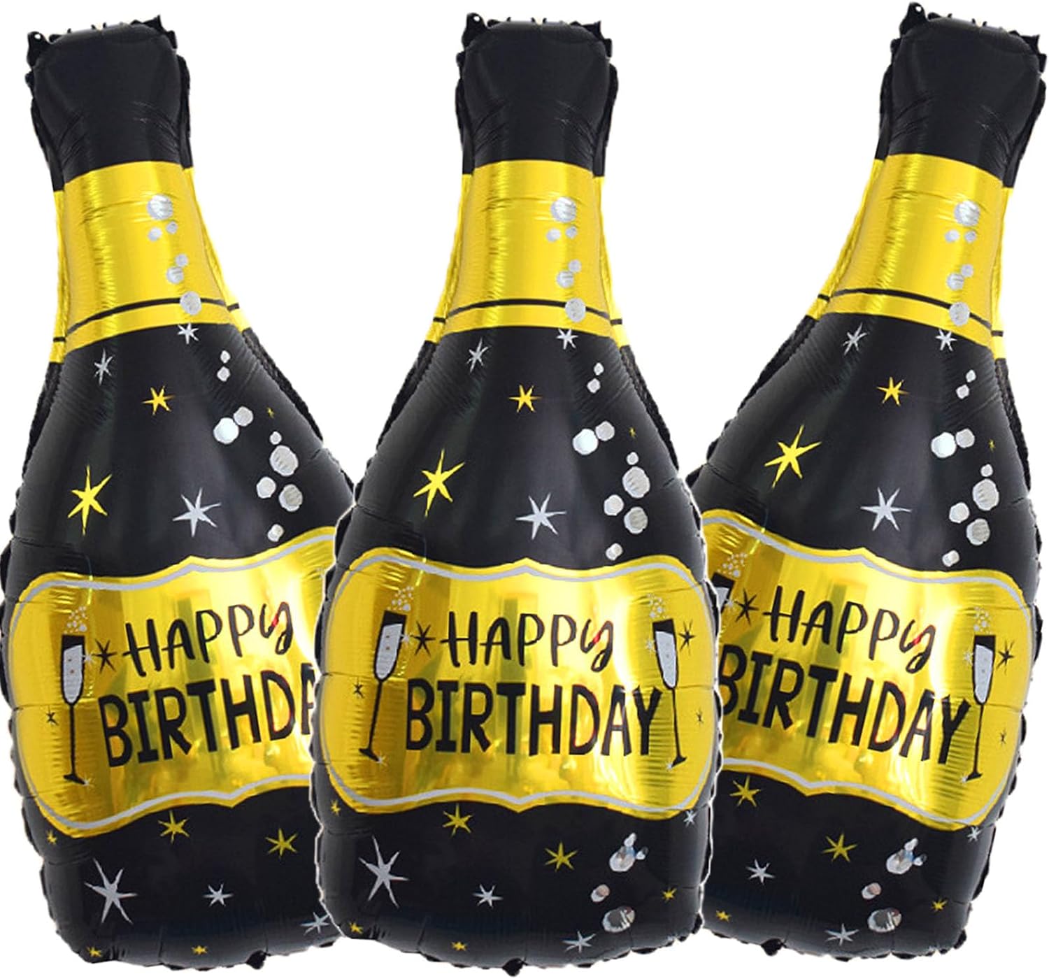Amazon.com: HADCKJA Champagne Bottle Balloons Black Gold Bottle Foil ...