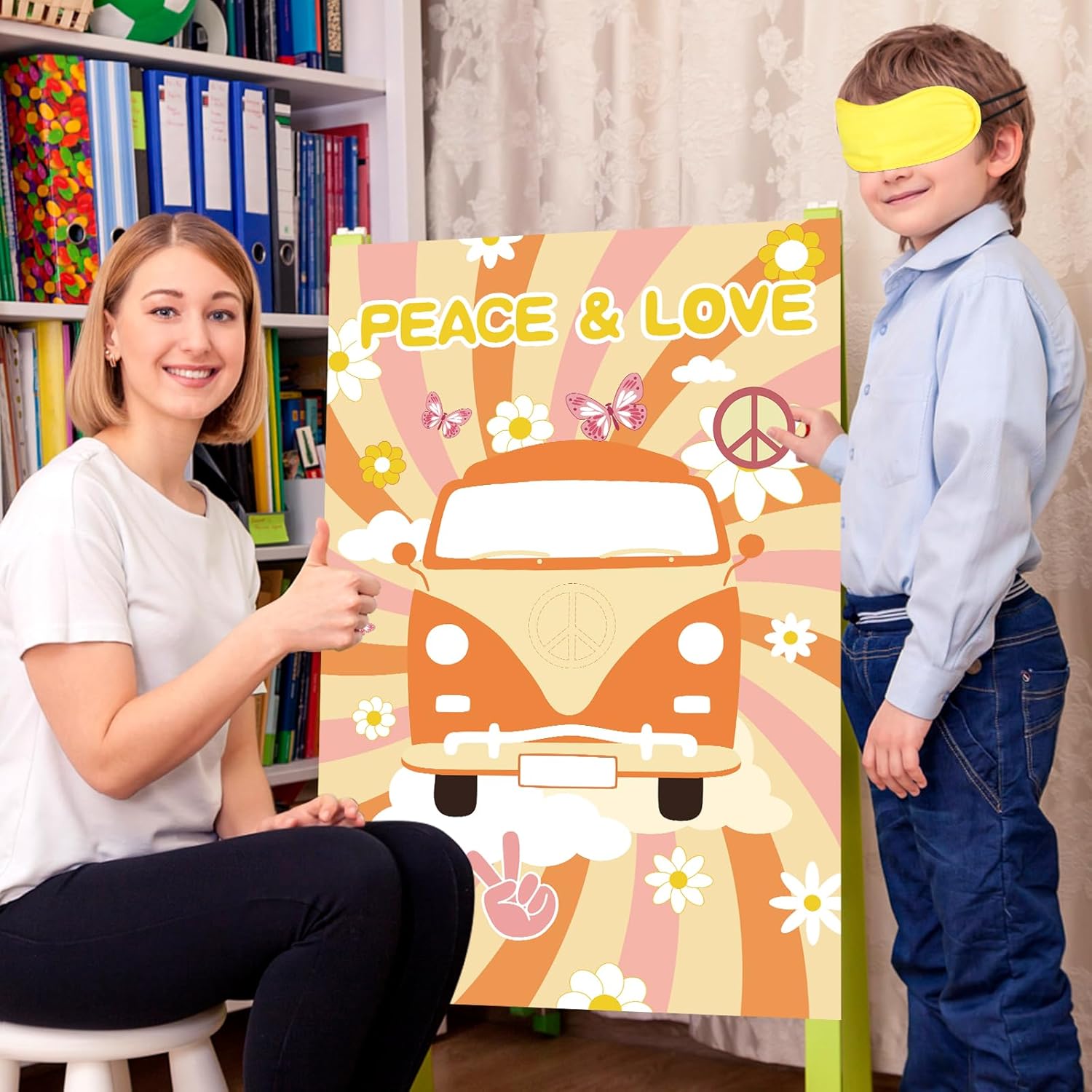 Pin the Peace Sign On The Hippie Van con 32 calcomanías de letrero ...