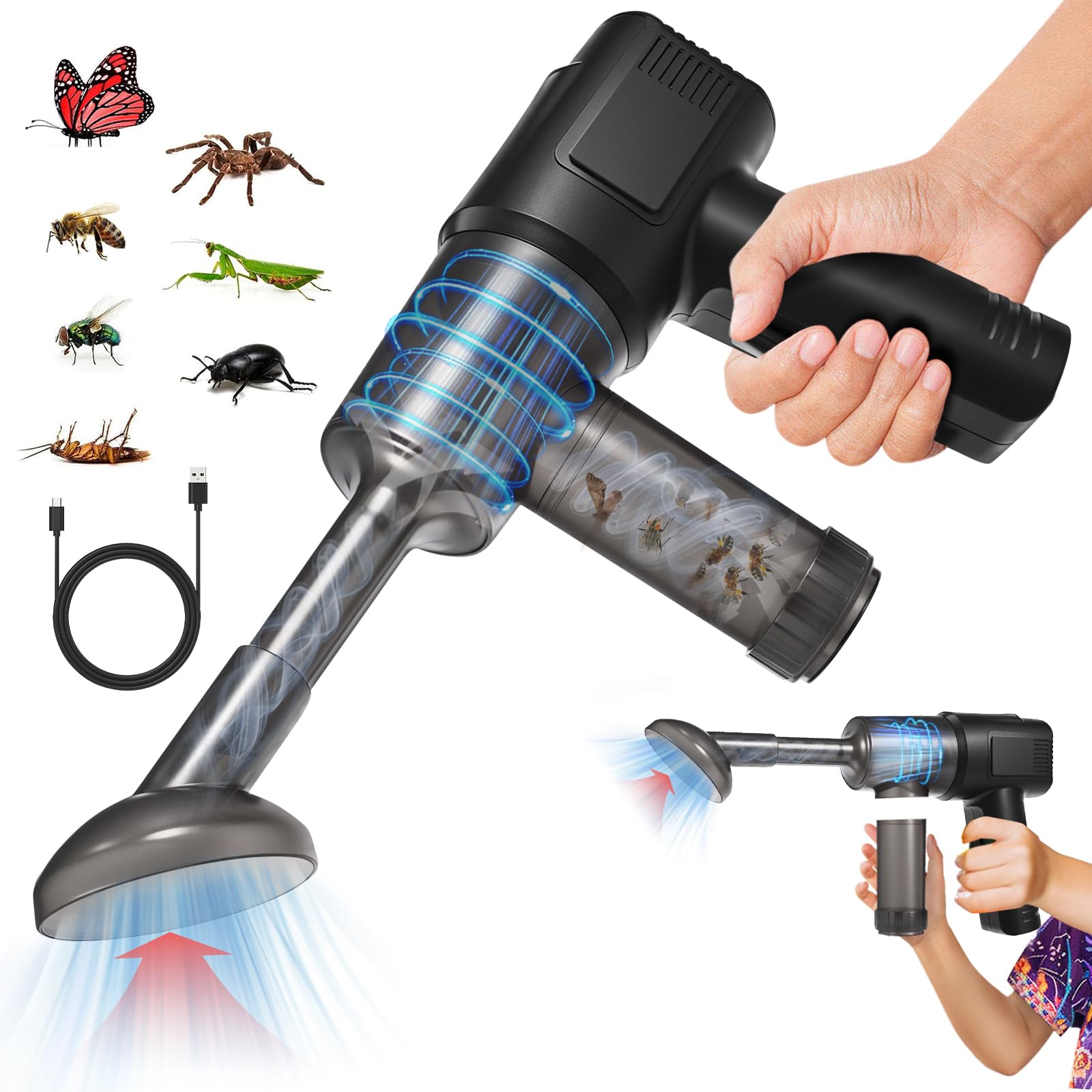 Amazon.com: Cordless Bug Vacuum Catcher for Insect Pet Hair Dust ...