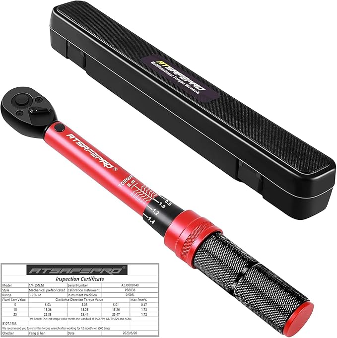 ATsafepro 1/4 Inch Drive Click Torque Wrench,3-25 Nm/26.6-221.3 in.lb ...