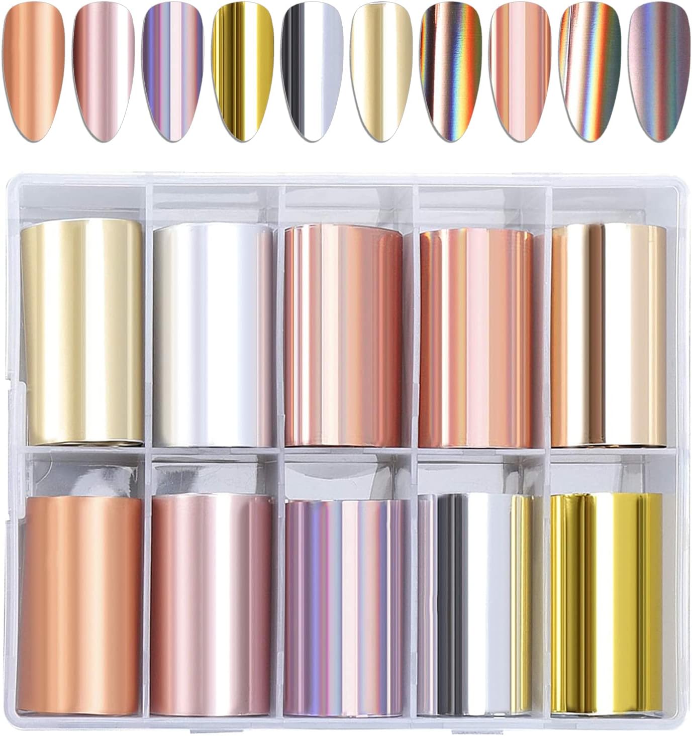 Amazon.com: SILPECWEE 10 Rolls Flower Nail Foil Daisy Nail Transfer ...