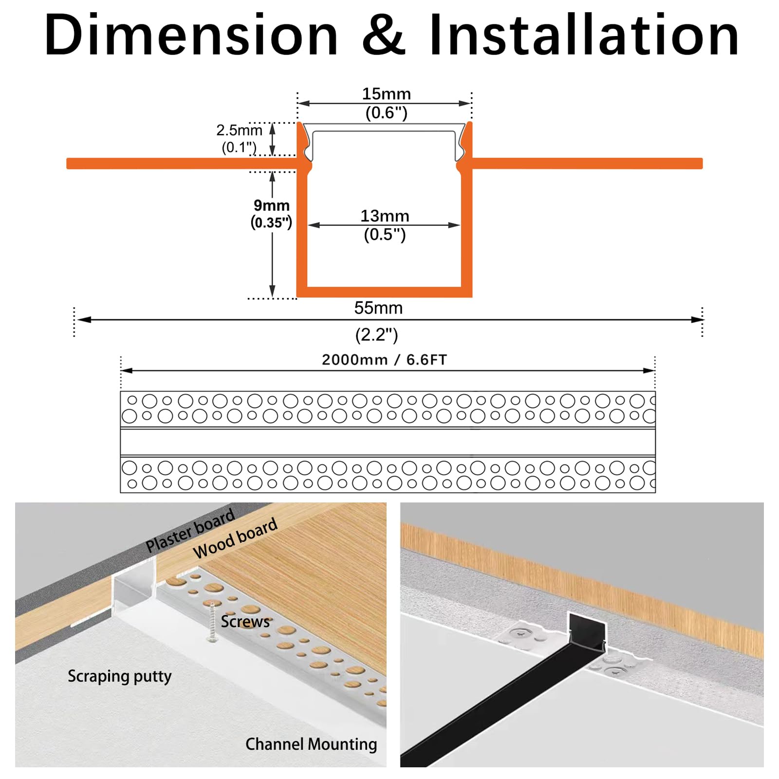 Snapklik.com : 10Pack 2m/6.6ft Plaster-in LED Aluminum Channel, Light ...