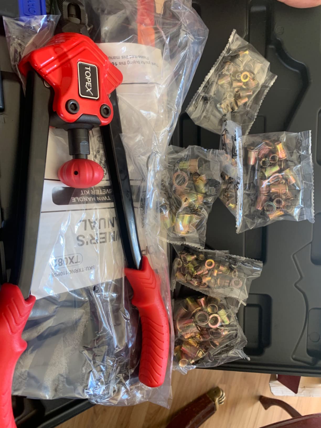 TOPEX 160PCS Heavy Duty Nut Rivet Riveter Rivnut Nutsert Gun Riveting ...