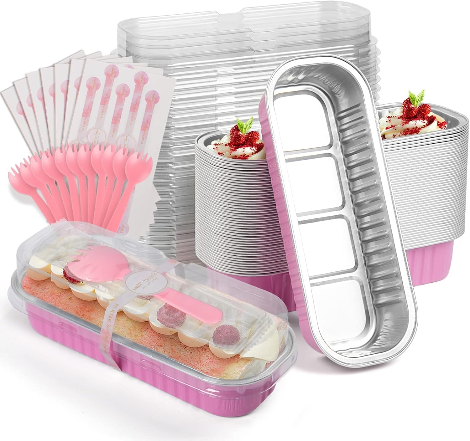 Amazon.com: Bigmeta Mini Loaf Pans with Lids and Spoons- 50 Pack 6.8oz ...