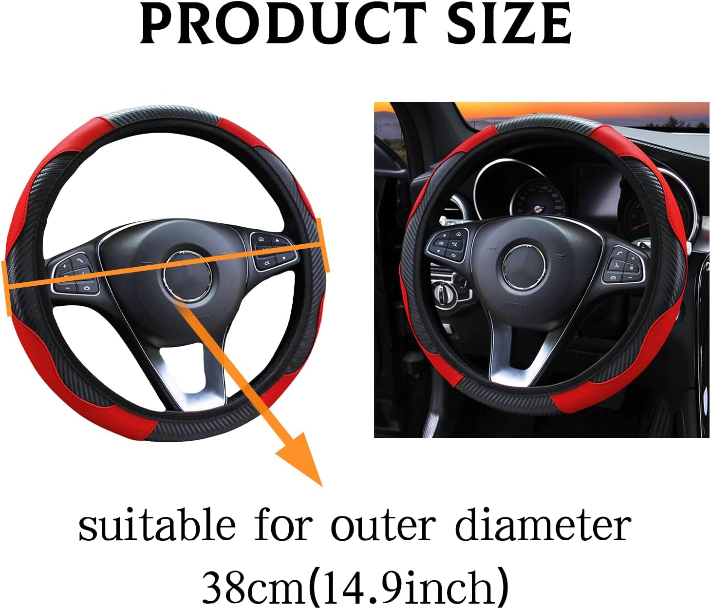 VidFair Car Steering Wheel Cover Leather,Anti-slip Breathable Carbon ...