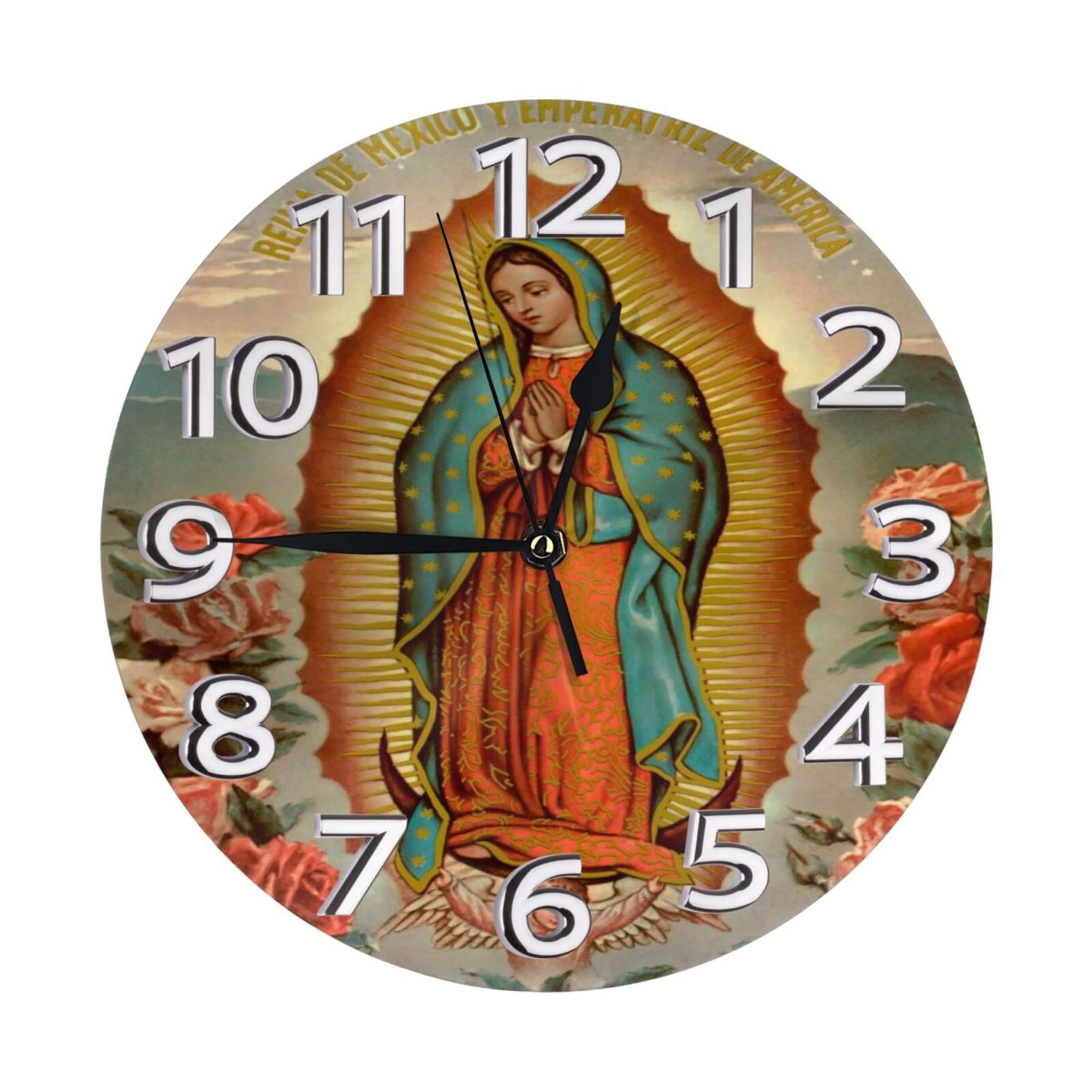 Buy Wall Clock Our Lady of Guadalupe Virgin Mary Round Clock 9.8 Inch ...