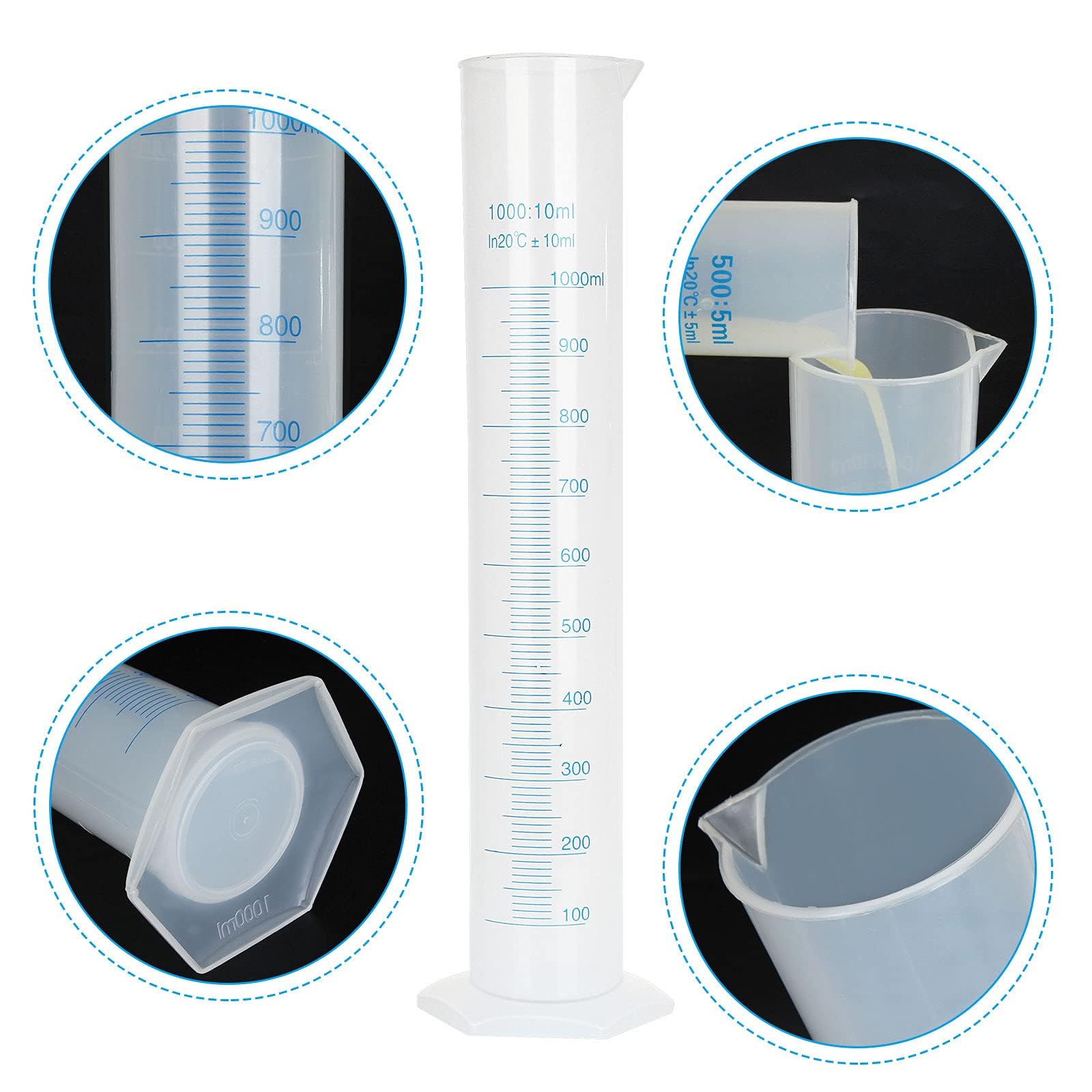 Snapklik.com : AKOLAFE 2 Pack 1000ml Plastic Graduated Cylinder ...