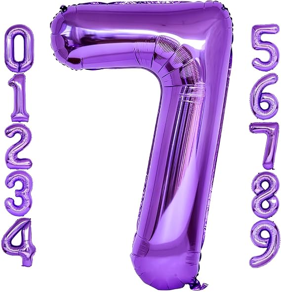 Amazon.com: Purple Number 7 Balloons, 40 Inch Giant Number Balloons ...