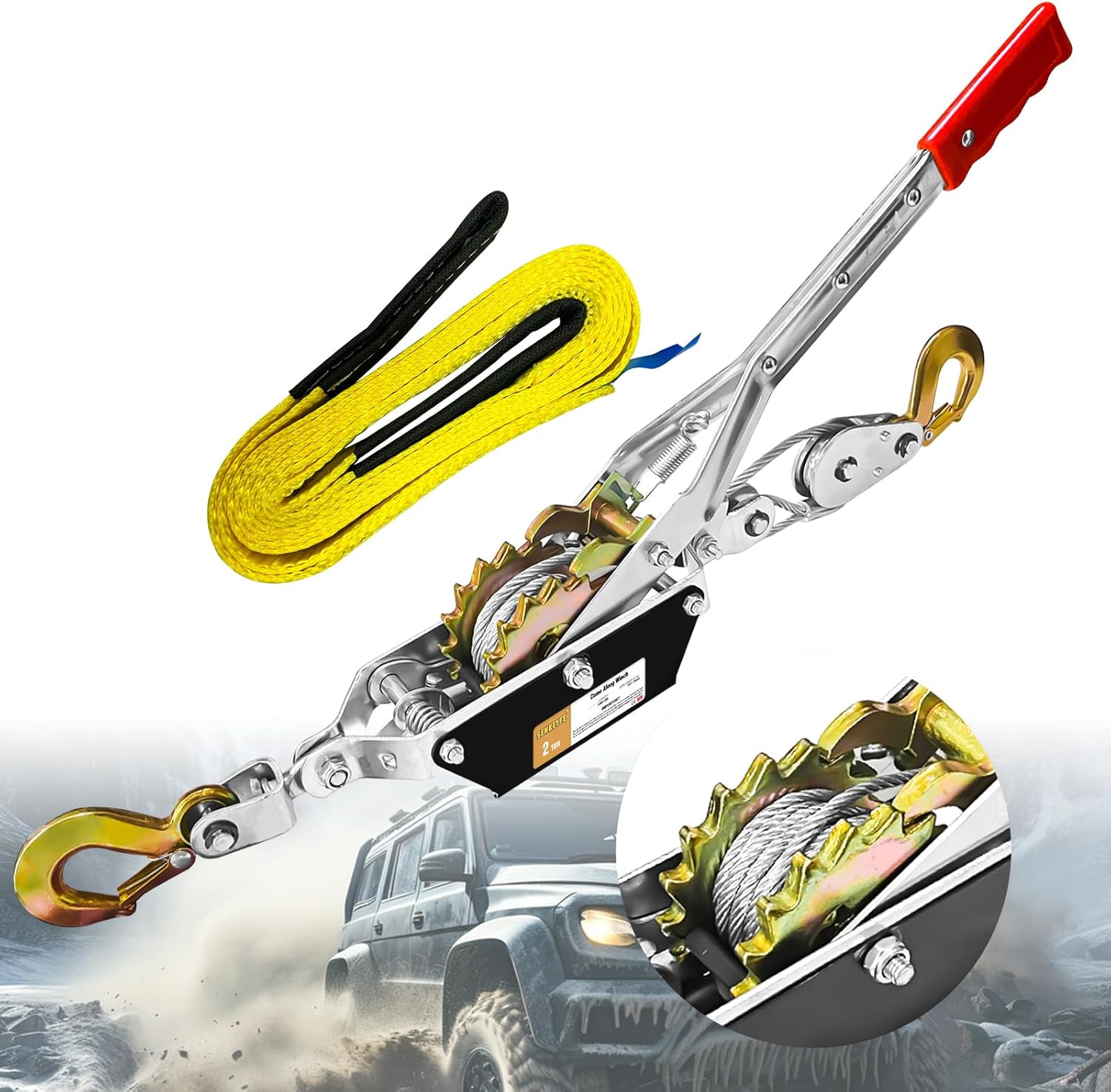 Amazon.com: SENKEYFE Come Along Winch Heavy Duty, 2T Come Along Pulling ...