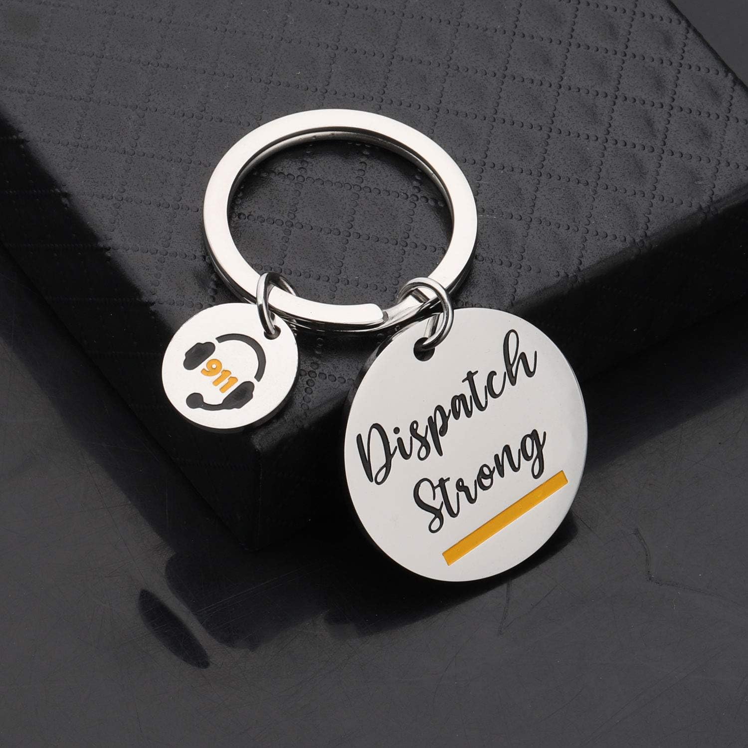 MYOSPARK 911 Dispatcher Gift Dispatch Strong Keychain Thin Gold Line ...
