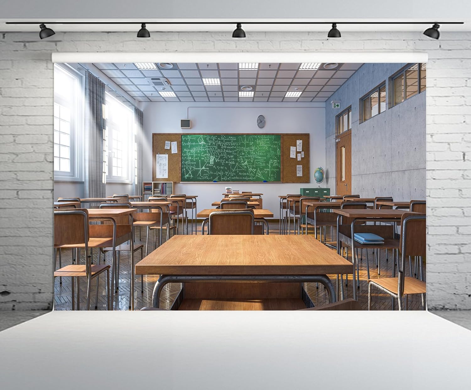 Amazon.com : CHNYWORK 6x4ft Classroom Interior Backdrop Wooden Desk ...