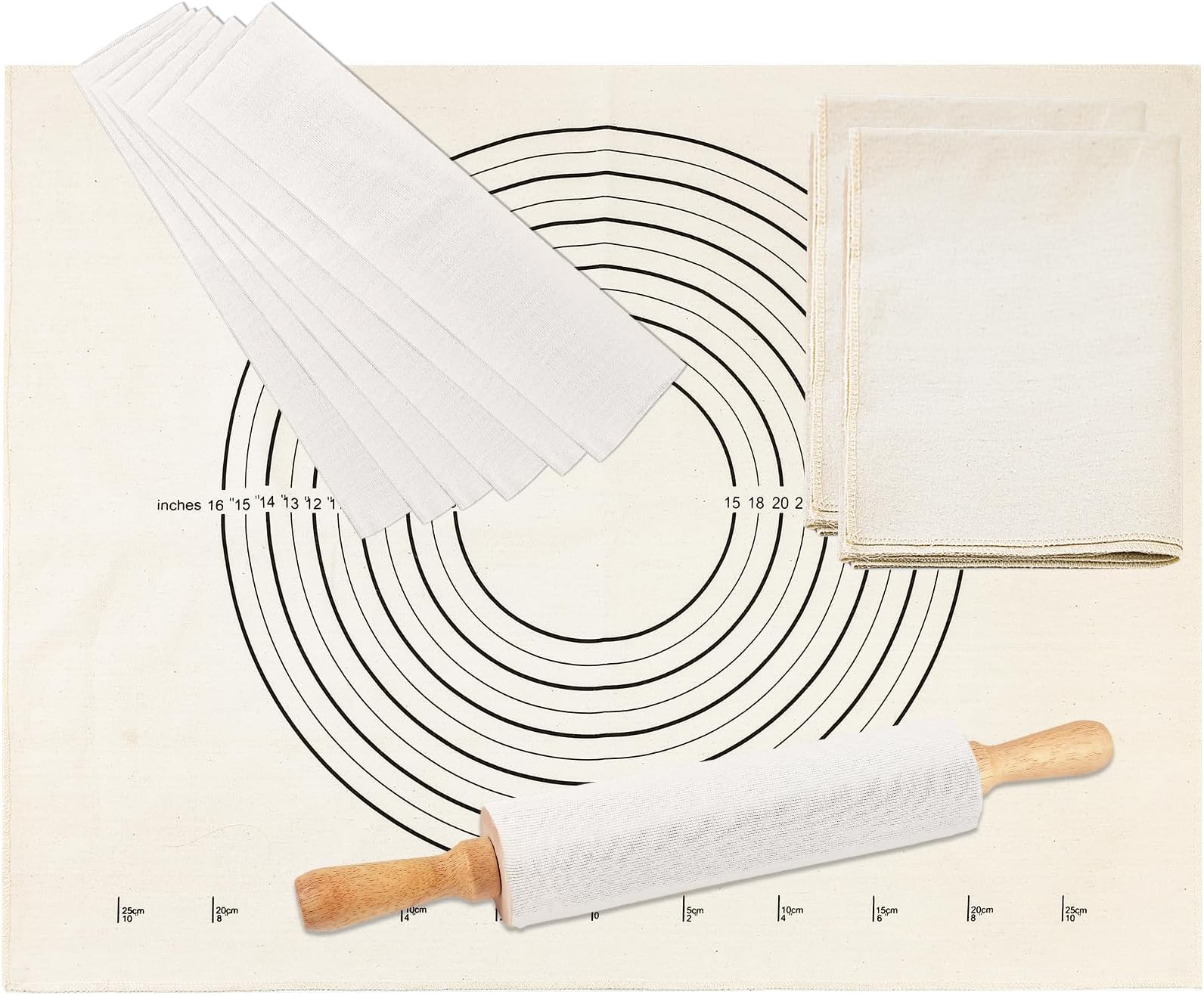 Amazon.com: Ateco Canvas Pastry Cloth and Rolling Pin Cover, 25" x 20 ...